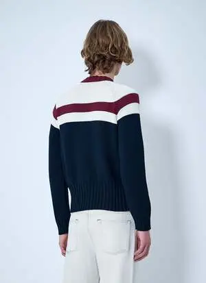 Marni Striped Crew Neck Sweater With Ribbed Trims