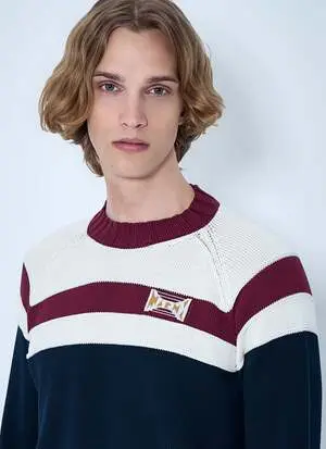 Marni Striped Crew Neck Sweater With Ribbed Trims