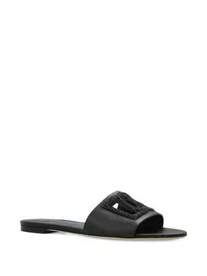 Dolce & Gabbana Dg Logo Leather Flat Sandals - Multicolor