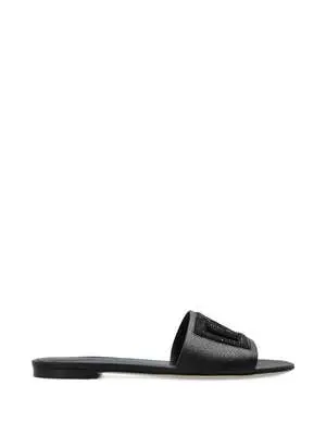 Dolce & Gabbana Dg Logo Leather Flat Sandals - Multicolor