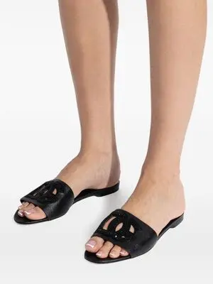 Dolce & Gabbana Dg Logo Leather Flat Sandals - Multicolor
