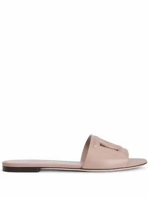 Dolce & Gabbana Dg Logo Leather Flat Sandals - Multicolor