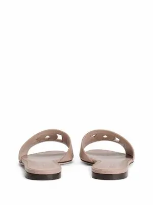 Dolce & Gabbana Dg Logo Leather Flat Sandals - Multicolor