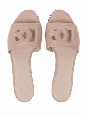 Dolce & Gabbana Dg Logo Leather Flat Sandals - Multicolor
