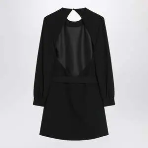 Saint Laurent Sable Mini Dress With Crystal Buckle Belt - Black