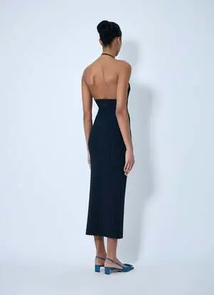 Jacquemus Halterneck Ribbed Knit Midi Dress