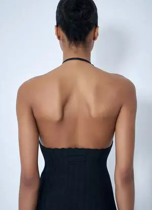 Jacquemus Halterneck Ribbed Knit Midi Dress
