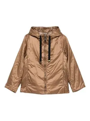 Max Mara Brown Nylon Zip-up Jacket With Hood - Multicolor