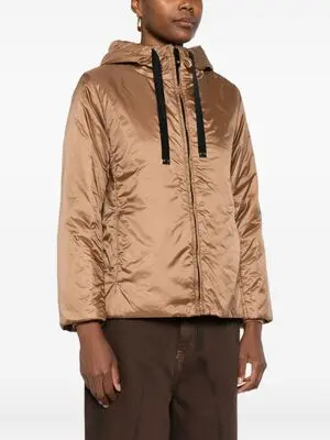 Max Mara Brown Nylon Zip-up Jacket With Hood - Multicolor