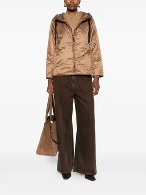Max Mara Brown Nylon Zip-up Jacket With Hood - Multicolor