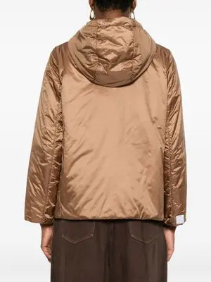 Max Mara Brown Nylon Zip-up Jacket With Hood - Multicolor