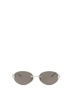 Balenciaga Gossip Oval Rimless Sunglasses - Silver