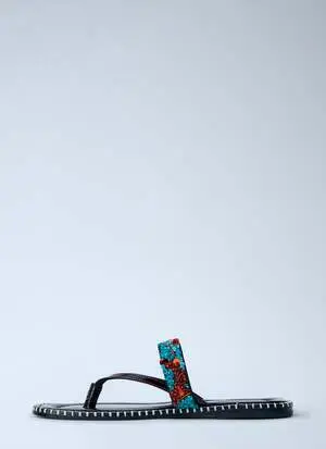 Dries Van Noten Embellished Whipstitched Leather Flat Sandals - Blue