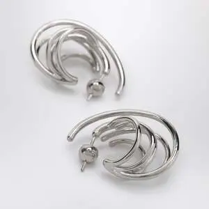 PANCONESI Rhodium-plated Copper Sculptural Hoop Earrings