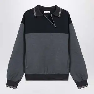 Miu Miu Color Block Zip Sweatshirt - Gray
