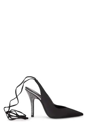 Attico Pointed Toe Slingback Pumps With Embellished Heel - Multicolor