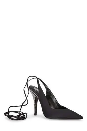 Attico Pointed Toe Slingback Pumps With Embellished Heel - Multicolor