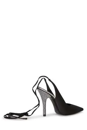 Attico Pointed Toe Slingback Pumps With Embellished Heel - Multicolor