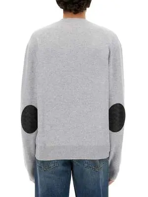 Bottega Veneta Cashmere Crew Neck Sweater With Textured Elbow Patches