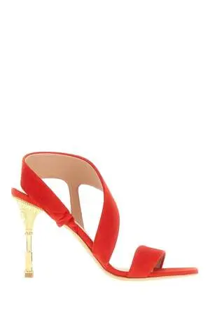 Balmain High Heel Sandals With Sculptural Embellished Heel - Multicolor