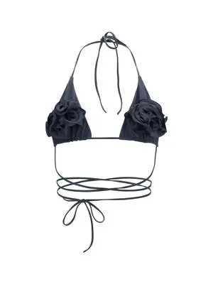 Magda Butrym MAGDA BUTRYM Floral Embellished Triangle Bikini Top Gray