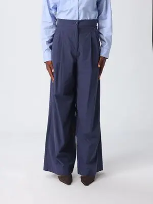 Max Mara Wide Leg Cotton Pants - Blue