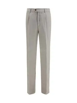 Brunello Cucinelli Brunello Cucinelli Men Garment Dyed Ginen Gabardine Pants Gray