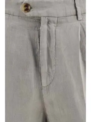 Brunello Cucinelli Garment Dyed Ginen Gabardine Pants - Gray