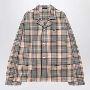 Prada Steel/cameo Checked Cotton Shirt - Gray