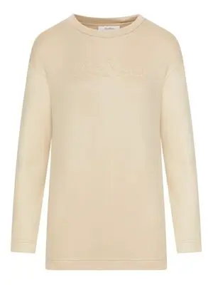 Max Mara Crewneck Cotton Sweatshirt With Embossed Logo