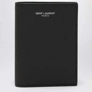Saint Laurent Card Holder In Grain De Poudre Leather - Black