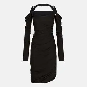 Attico Viscose Crêpe Midi Dress - Black