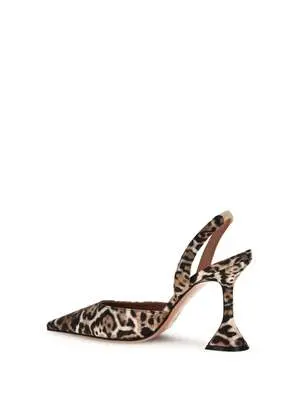 Amina Muaddi Holli Leopard Print Slingback Pumps - Multicolor