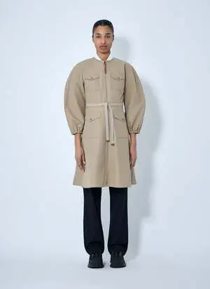 Moncler Belted Utility Jacket With Stand Collar - Cream