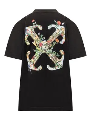 Off-White Arrow Glass Flower Cotton T-shirt - Multicolor
