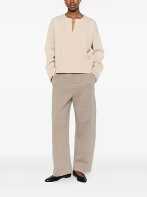 Max Mara Wool And Cotton Wide Leg Trousers