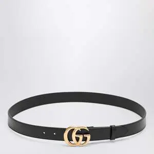 Gucci Gg Marmont Belt With Glossy Buckle - Black