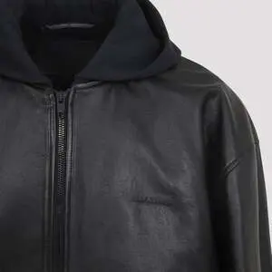 Balenciaga Soft Lambskin Hooded Jacket With Back Print