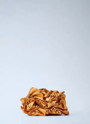 Dries Van Noten DRIES VAN NOTEN Ruffled Metallic Leather Clutch Bag Gold