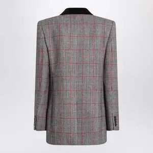 Chloé Black/white Checkered Wool Double-breasted Blazer