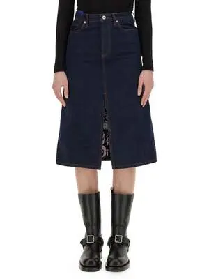 Burberry Denim Midi Skirt - Blue