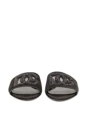 Dolce & Gabbana Dg Logo Embellished Suede Flat Sandals - Multicolor