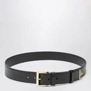 Prada Leather Belt With Triangle Logo - Black