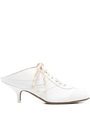 Dries Van Noten Dries Van Noten White Leather Heel Mules Multicolor