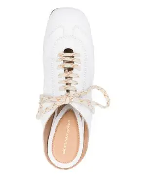 Dries Van Noten White Leather Heel Mules - Multicolor