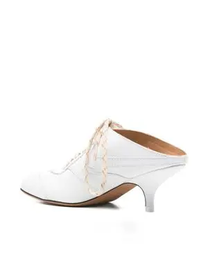 Dries Van Noten White Leather Heel Mules - Multicolor