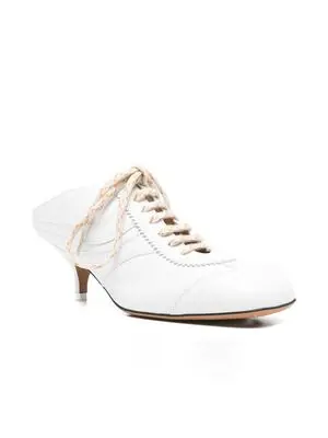 Dries Van Noten White Leather Heel Mules - Multicolor