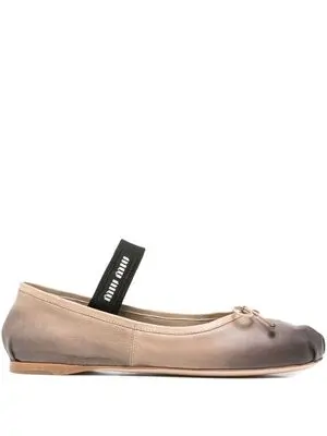 Miu Miu Leather Ballerina Flats - Multicolor