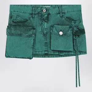 Attico Cotton Denim Cargo Miniskirt - Green