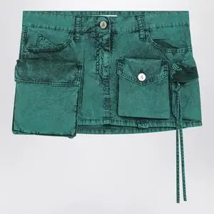Attico The Attico Cotton Denim Cargo Miniskirt Green